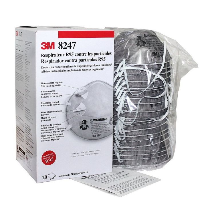 3m 8247 (R95) หน้ากากป้องกันฝุ่นละอองและสารเคมี 20 ชิ้น | Lazada.co.th