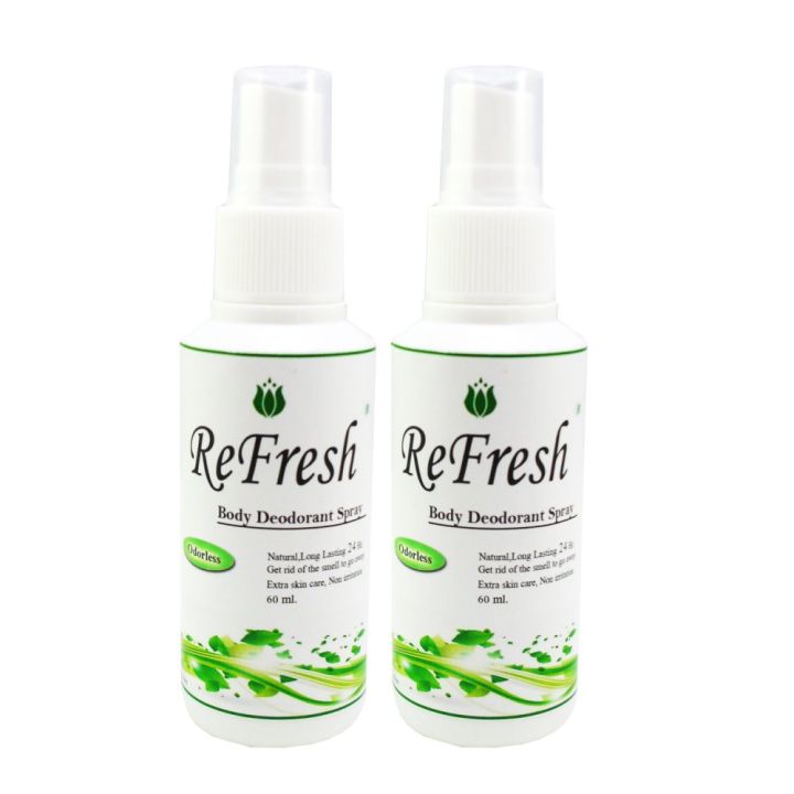 Refresh สเปรย์ระงับกลิ่นกาย 60 ml. แพ็ค 2 ขวด green ดับกลิ่นตัวผู้ชาย ...