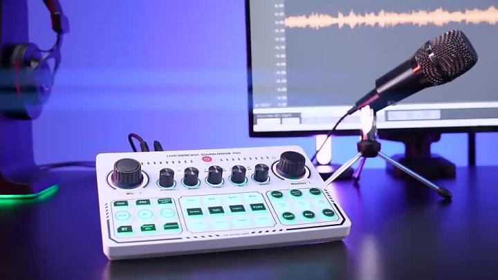 X50 Sound Card With 6 Modes RGB Bluetooth External DJ Mixer SoundCard ...