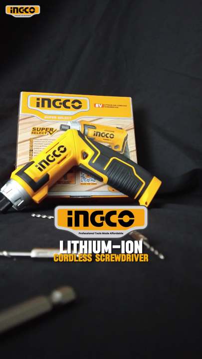 Ingco Lithium-Ion Cordless Electric Screwdriver Set Rechargeable ...
