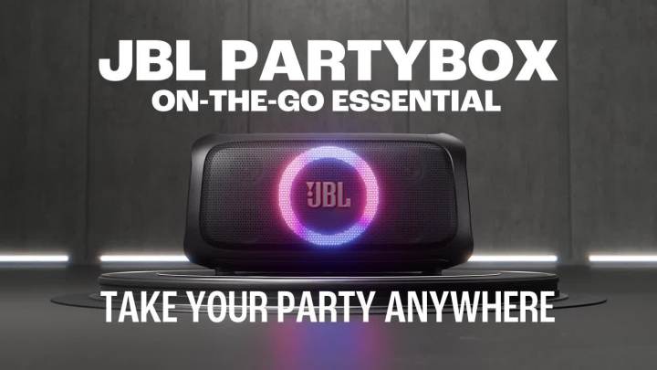 JBL PartyBox On-The-Go Essential Portable Party Speaker 100W With Built-In Lights And 2X ...