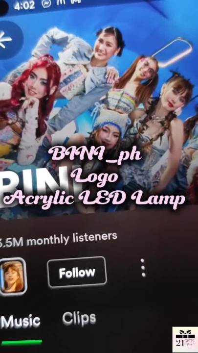 BINI PH design 3D Acrylic LED Lamp P-pop group logo Blooms | Lazada PH