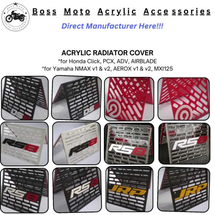 ACRYLIC RADIATOR COVER FOR RS8 (NMAX V2, AEROX V2, HONDA CLICK, PCX ...