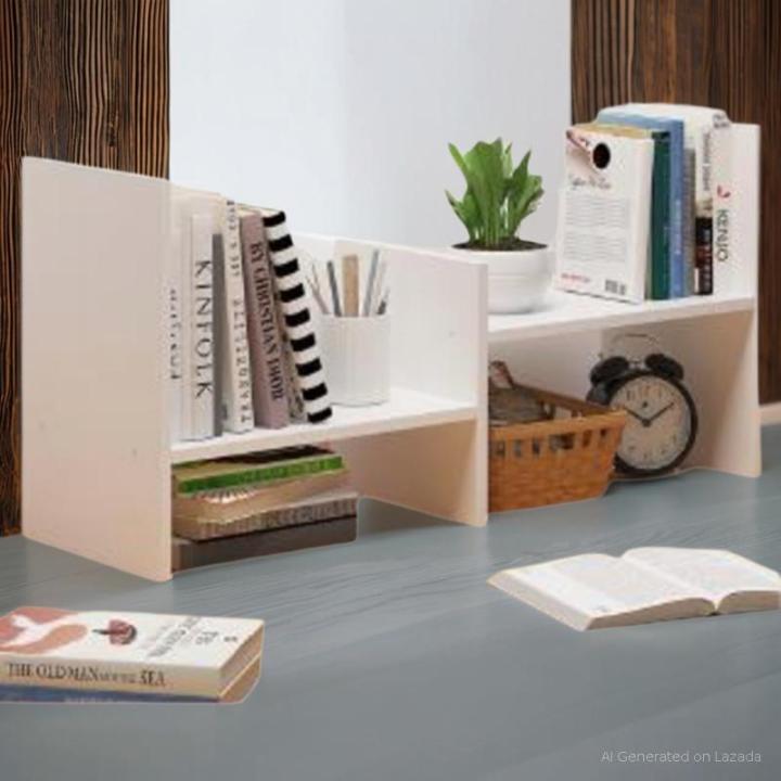 Desktop Organizer Office Storage Rack Adjustable Wood Display Shelf ...